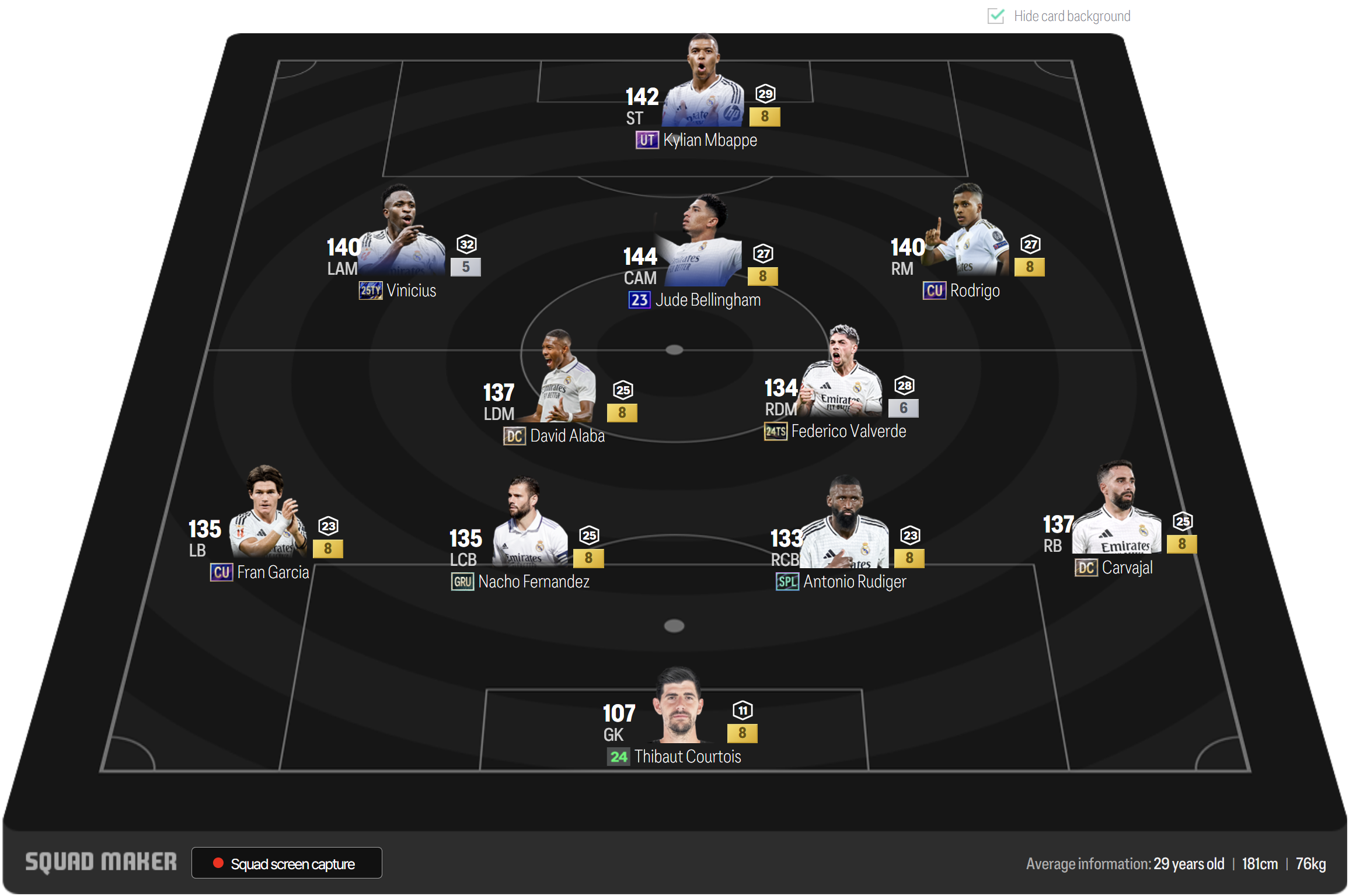 Tham khảo 6 đội hình top rank Hàn với team color Real Madrid - FC...