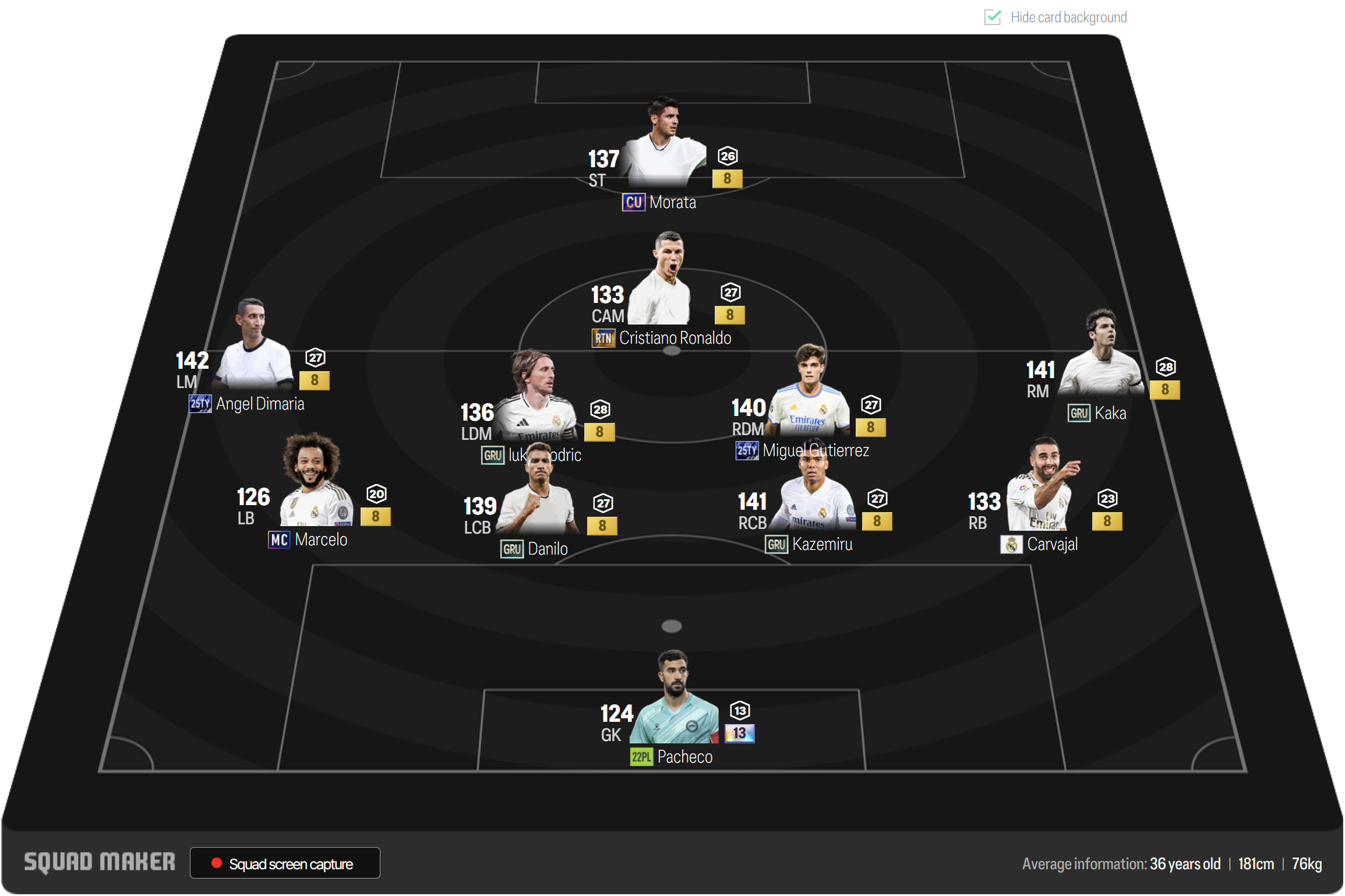 Tham khảo 6 đội hình top rank Hàn với team color Real Madrid - FC...