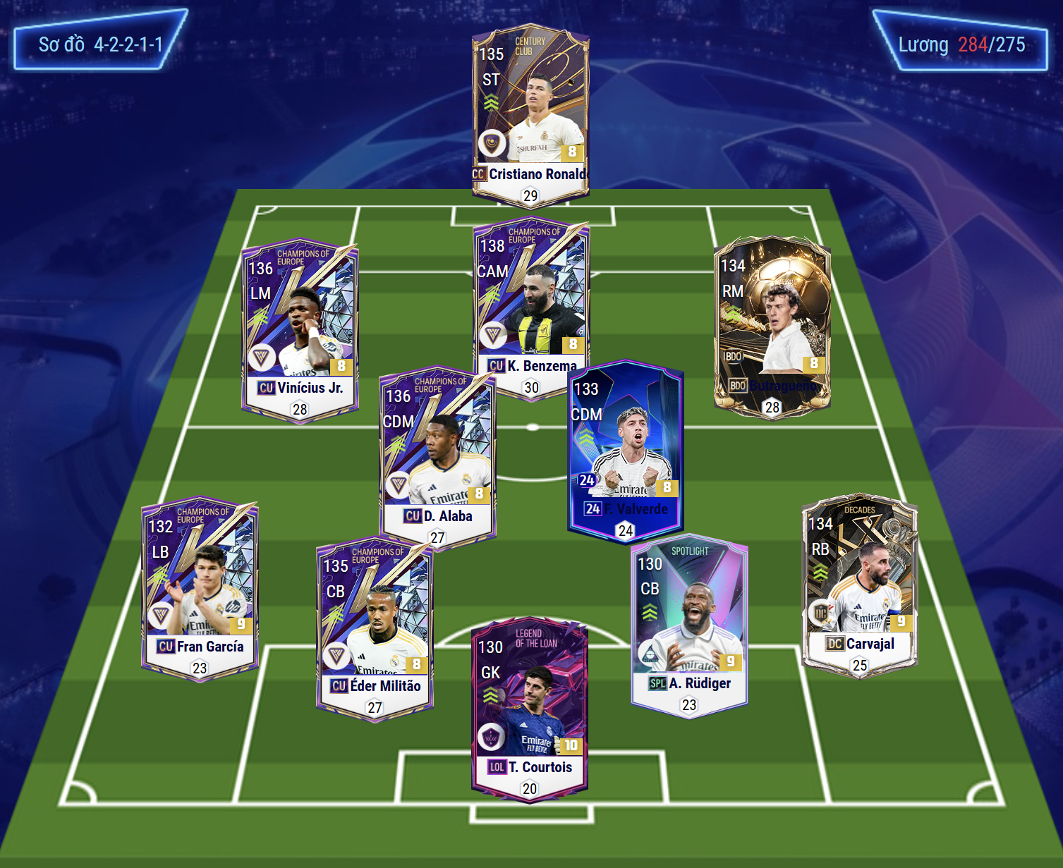 Chiến thuật FC Online : Sơ đồ 42211 với team color Real Madrid