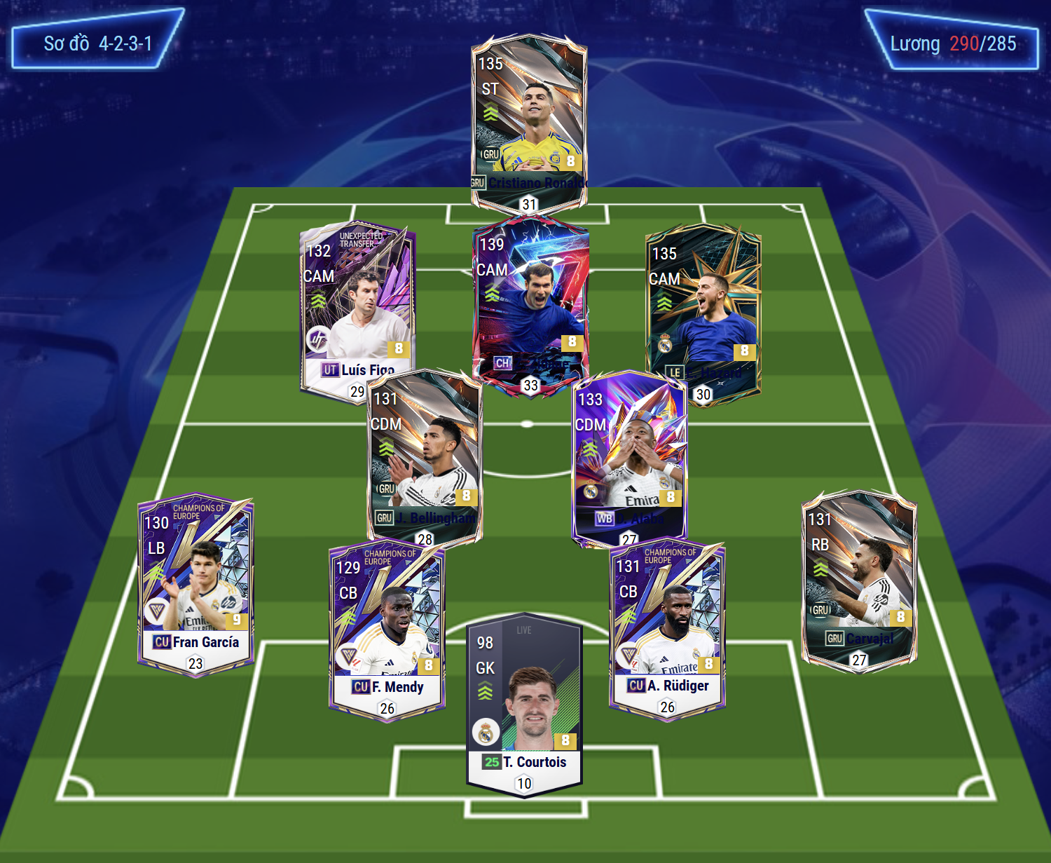 Chiến thuật FC Online : Sơ đồ 4231 với team color Real Madrid top...