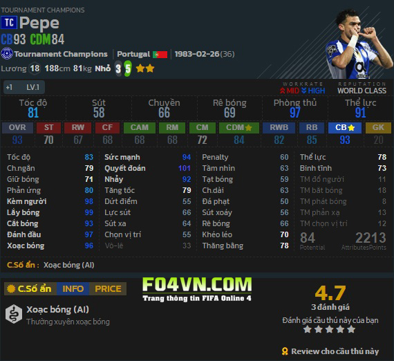 Đánh giá mùa TC : Pepe - FC Online - kênh Review FO4 - Chiến thuật...
